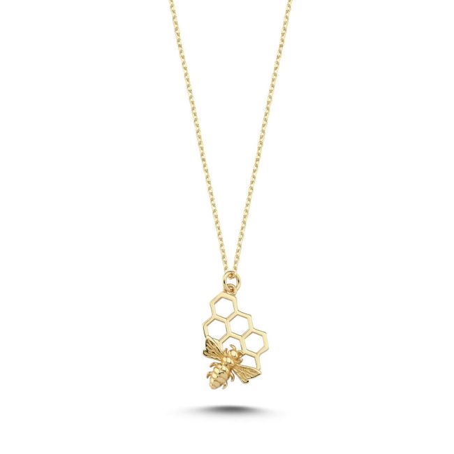 14 Ayar Altın Arı Bal Peteği Kolye Fiyatı | CNG Jewels