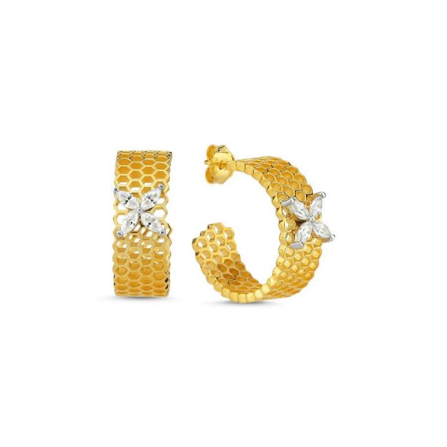 Markiz Roza Arı Peteği Gold Gümüş Halka Küpe Fiyatı | CNG Jewels